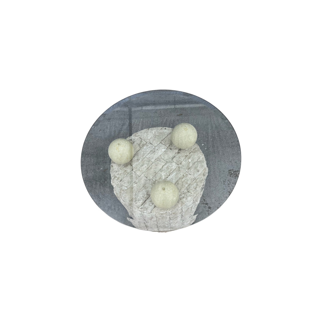 Vintage Postmodern Tessellated Mactan Stone Geometric Side Table with ...